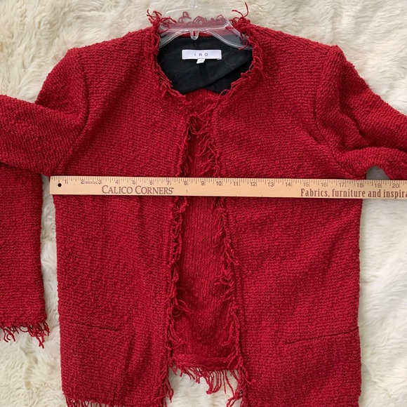 IRO | Jackets & Coats | Iro Shavani Red Tweed Boucle Fringe Jacket ...